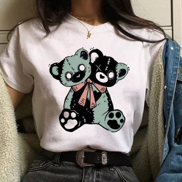 Tops | Goth Conjoined Bear T Shirt Size Small Relaxed Fit | Poshmark